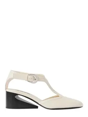 JIL SANDER Leather Mary Jane Pumps - Cream