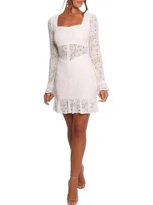 PETAL & PUP Lyra Ruffle & Lace Long Sleeve Minidress