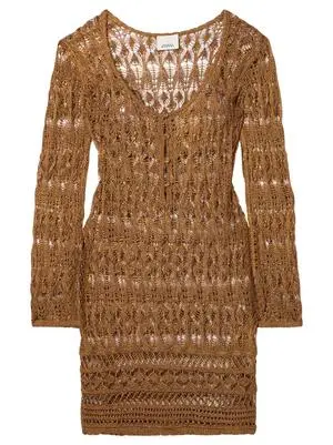 Isabel Marant Pia Metallic Crocheted Mini Dress - Brown
