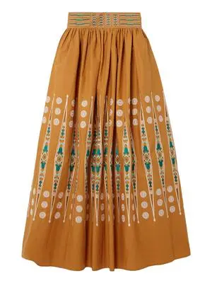 EMPORIO SIRENUSE Emporio Sirenuse Ombretta Embroidered Cotton Maxi Skirt