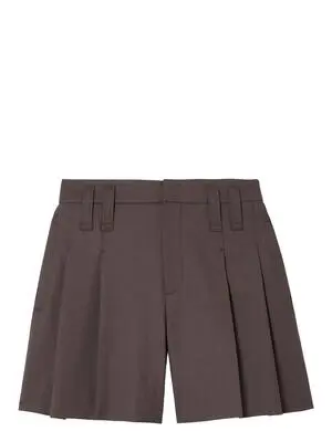 Brunello Cucinelli Pleated Wool-blend Wide-leg Shorts - Brown