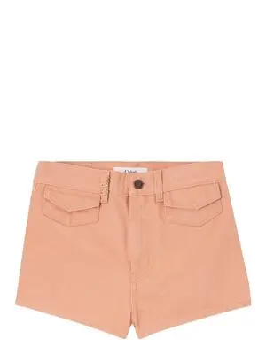 Chloé Embellished Mid-rise Denim Shorts - Orange