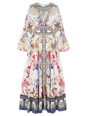 Camilla Crystal-embellished Floral-print Silk Maxi Dress - Off-white