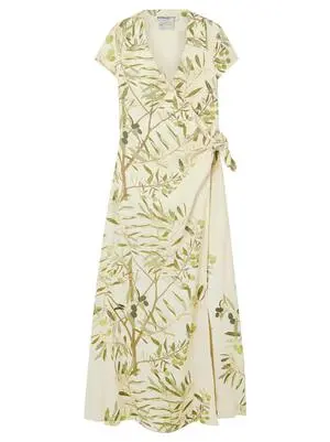 Bernadette Mara Printed Midi Wrap Dress - Cream