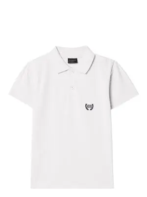 Balenciaga Distressed Embroidered Cotton-piqué Polo Shirt - Off-white