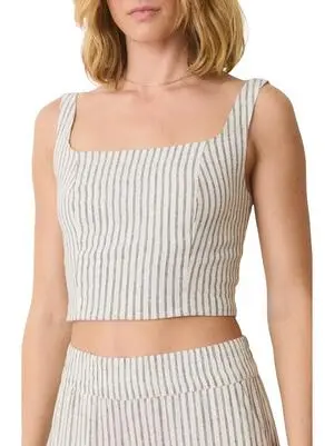 Marine Layer Zoe Stripe Hemp-blend Camisole - Cream/ Navy Stripe
