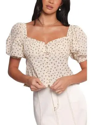 PETAL & PUP Maud Floral Top - Cream Brown Floral
