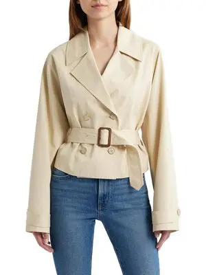 FRAME The Uniform Short Trench Coat Oat