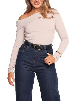 PETAL & PUP Liah One-shoulder Top - Grey