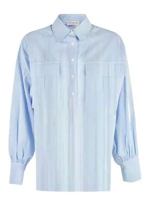 ERMANNO FIRENZE Cotton Striped Shirt - Blue
