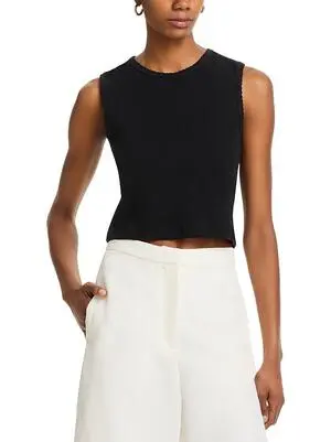LESET Pointelle Sleeveless Top - Black