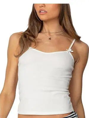EDIKTED Jay V Neck Tank Top - White