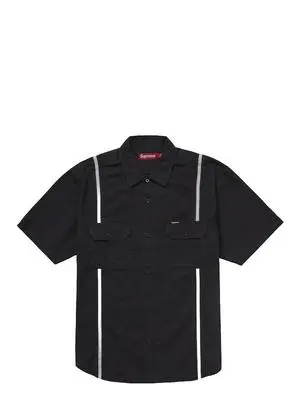 Supreme Reflective Stripe Short Sleeve Work Shirt - Black