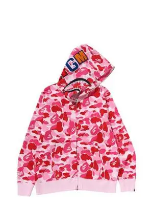 A BATHING APE Abc Camo Crystal Stone Shark Full Zip Hoodie - Pink