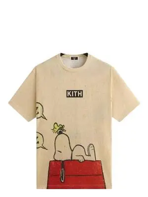 Kith X Peanuts Sleeping Doghouse Comic Vintage Tee Shirt - Sandrift