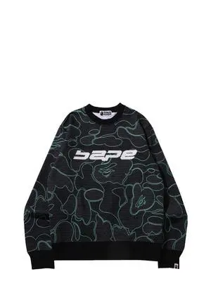 A BATHING APE Text Code Camo Crewneck Sweatshirt - Black