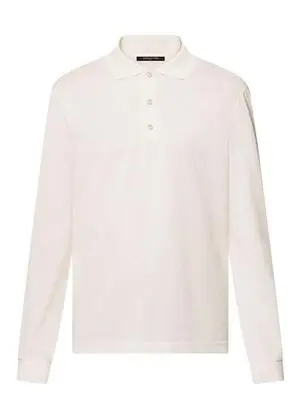 LOUIS VUITTON Damier Signature Longsleeved Polo Shirt - Milky White