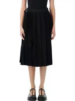 Junya Watanabe Pleated Midi Skirt - Black