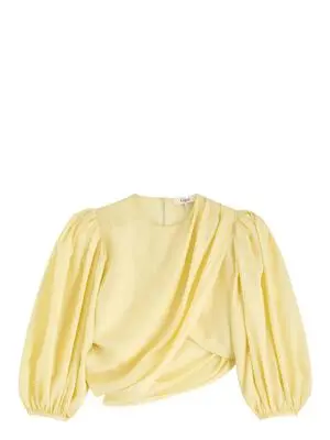 Chloé Draped Wrap-effect Cropped Blouse - Yellow