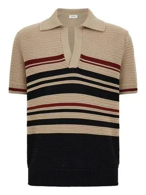 FERRAGAMO Cotton Knit Polo Shirt - Black