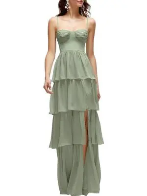 Dessy Collection Dessy Collection Bustier Tiered Gown Sage