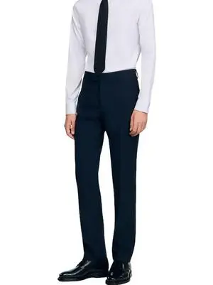 Sandro Wool Suit Trousers - Navy Blue
