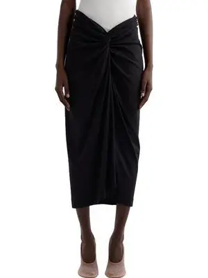 Dries Van Noten Knot-front Cotton Jersey Midi Skirt - Black