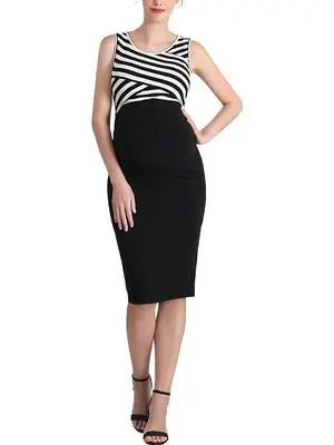 KIMI + KAI Margot Maternity Body-con Midi Dress - Black White