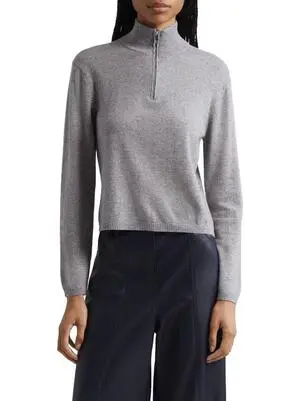 MM BY MAX MARA Wool And Cashmere Quarter-zip Pullover Sweater - Light Grey