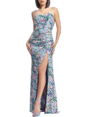 Dress The Population Drae Floral Evening Gown - Capri Multi