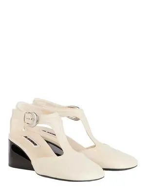 JIL SANDER Leather Mary Jane Pumps - White