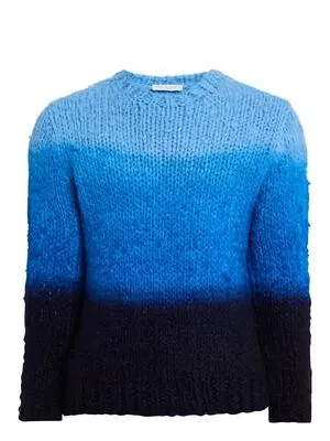 Gabriela Hearst Aion Cashmere Dip-dye Knit Crewneck Sweater - Deep Dye  Sky Blue