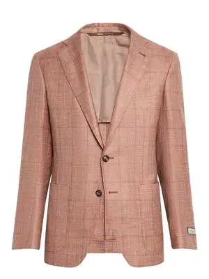 Canali Canali Mélange Windowpane Check Sport Coat Rust