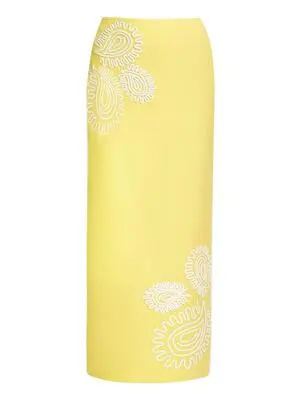 Significant Other Carly Embroidered Maxi Skirt - Lemon