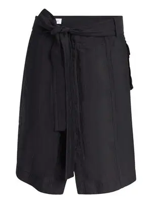 FERRAGAMO Triple Silk Organdie Belted Skirt - Nero