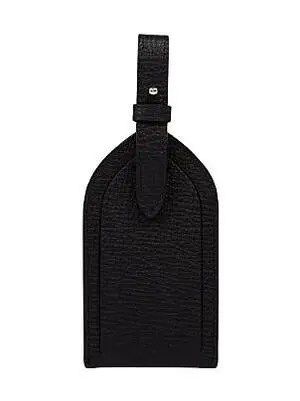 Smythson Ludlow Leather Luggage Tag Black