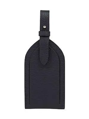 Smythson Ludlow Leather Luggage Tag Navy