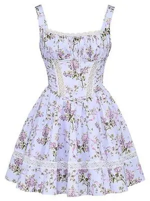 House Of Cb Kimmie Ribbon-print Mini Dress - Lilac