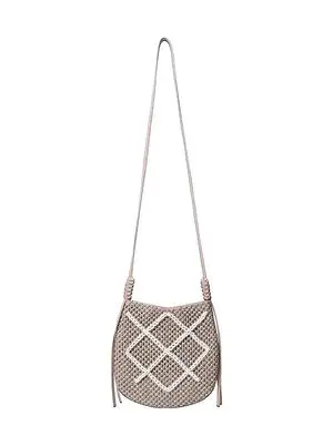 CALLISTA Callista Latte Raffia And Leather Messenger Bag