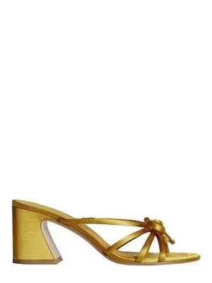 Everlane Bow Heel Sandals - Golden Sun Satin
