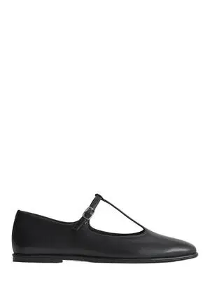 Everlane Leather T-strap Flat - Black