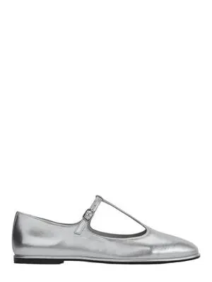 Everlane Leather T-strap Flat - Silver