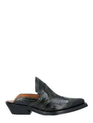 GANNI Leather Mules - Black