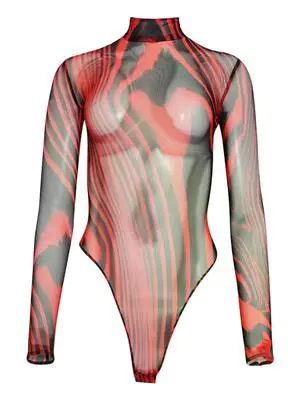 David Koma Printed Bodysuit - Red