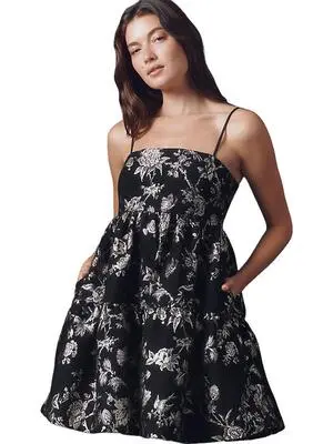 Endless Rose Floral Jacquard Mini Dress - Black