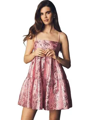 Endless Rose Floral Jacquard Mini Dress - Pink