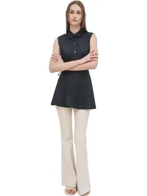 Rosetta Getty Sleeveless Asymmetric Apron Shirt - Black