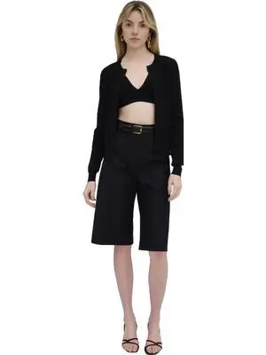 Rosetta Getty Bermuda Short In Stretch Cotton Shantung - Black