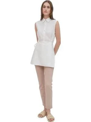 Rosetta Getty Sleeveless Asymmetric Apron Shirt - White