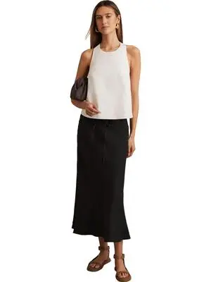 REISS Roxi Slip Midi Skirt - Black